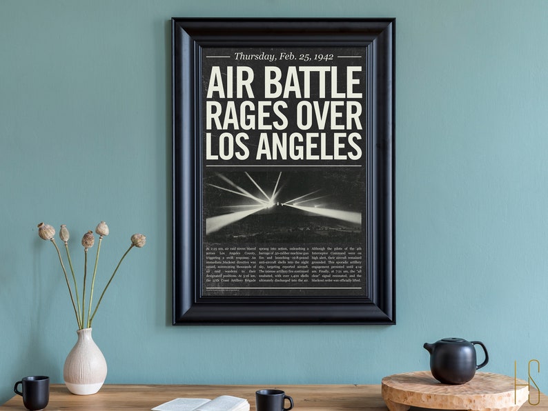 UFO Air Battle Over Los Angeles - Vintage Newspaper Print (digital ...