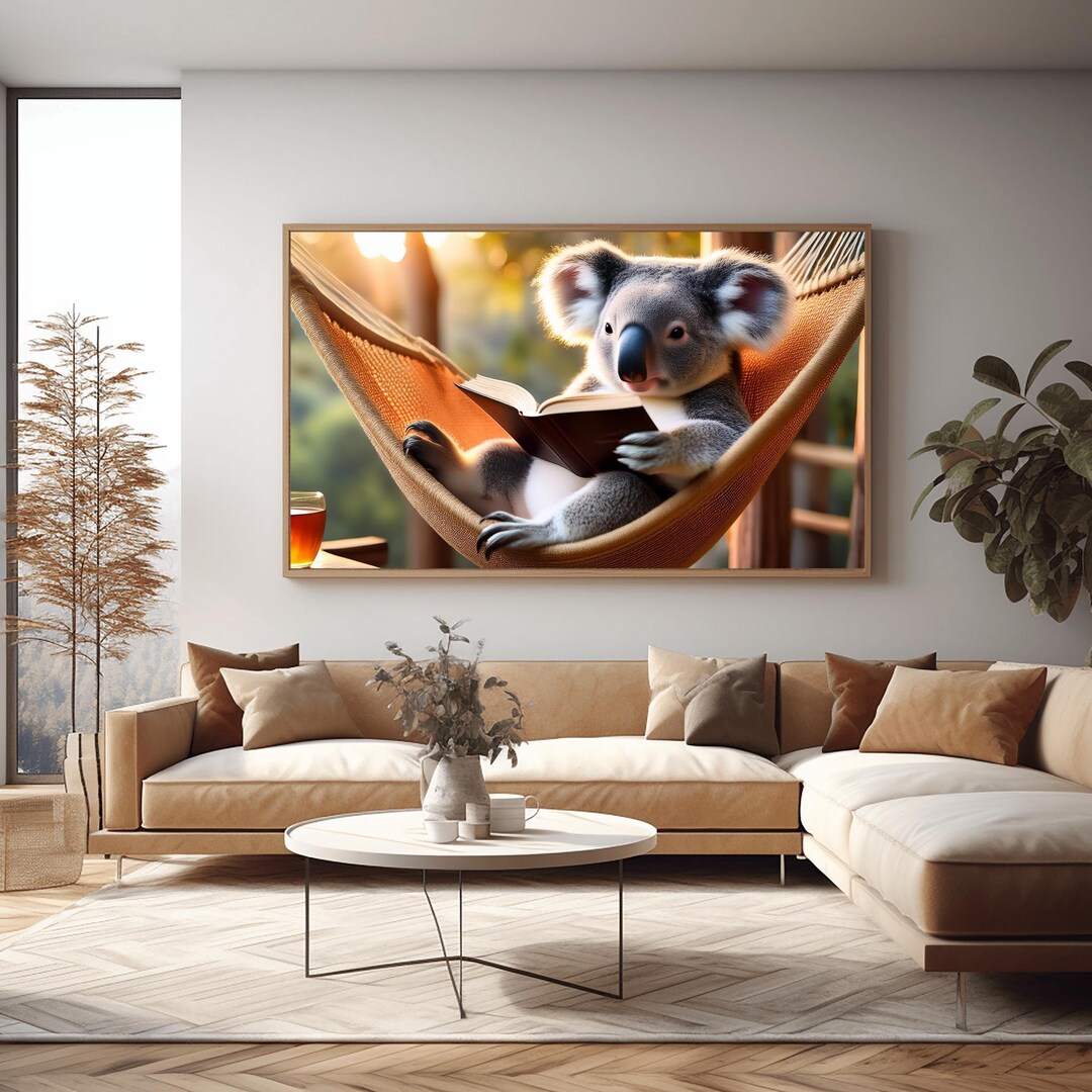 Canvas Wall Art - Relaxing Koala Print | Cute Animal Decor | Cozy ...