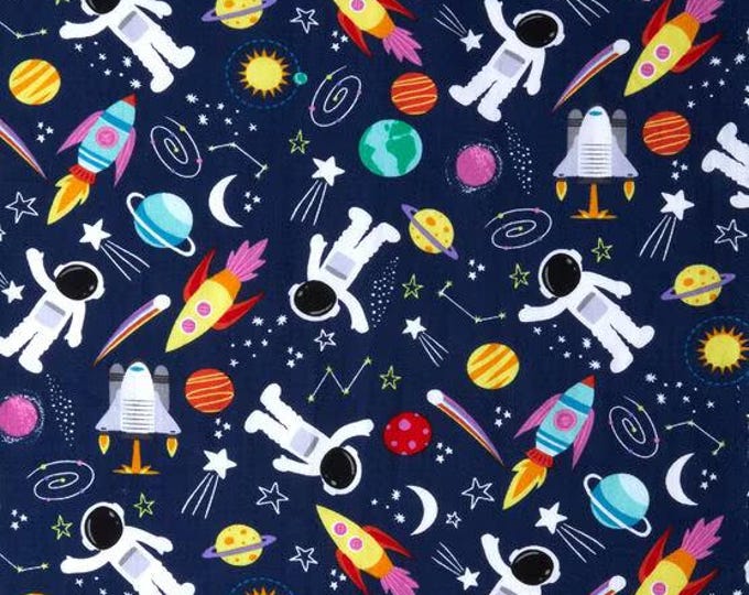 Blue Space Explorer Cotton Fabric by the Yard, Robert Kaufman #19331271 ...