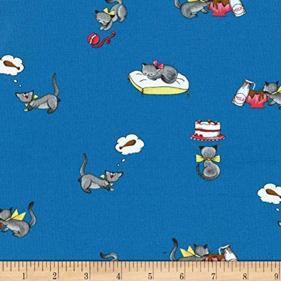 Tabby Teasers Fabric Cute Cat Fabric Michael Miller | Etsy