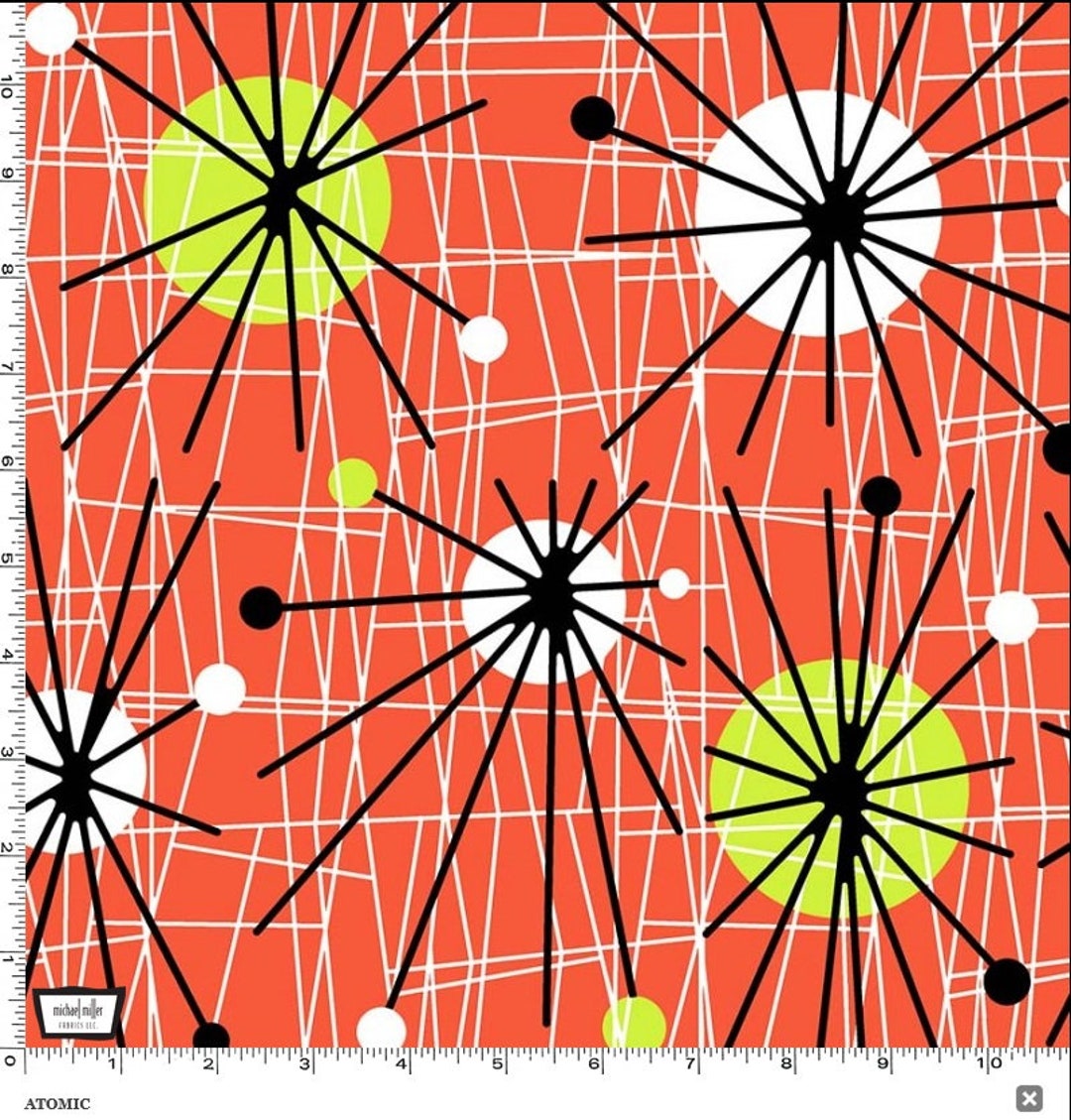 Atomic Fabric by the Yard, Midcentury Modern Michael Miller CX5440-CLEM ...