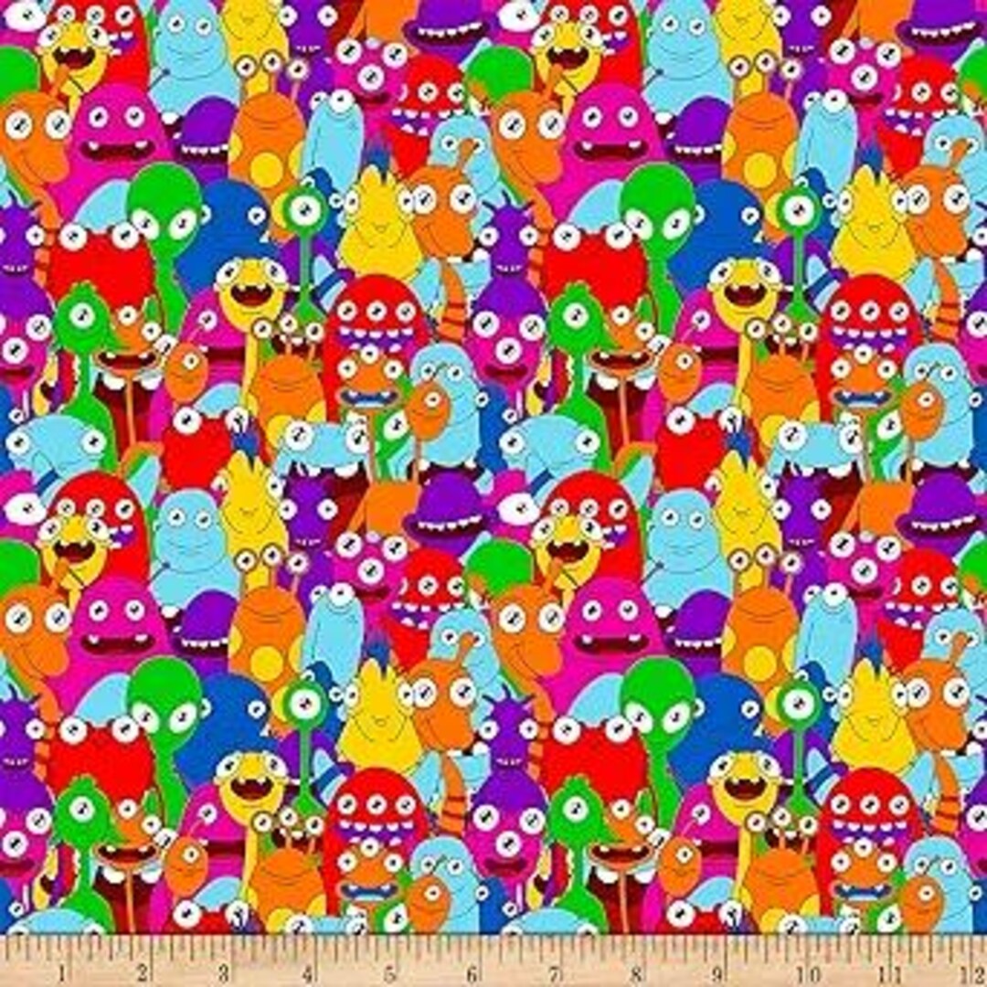 Amazing Aliens Fabric BTY Bright Colorful, Blank Quilting 1991g-77-blue ...