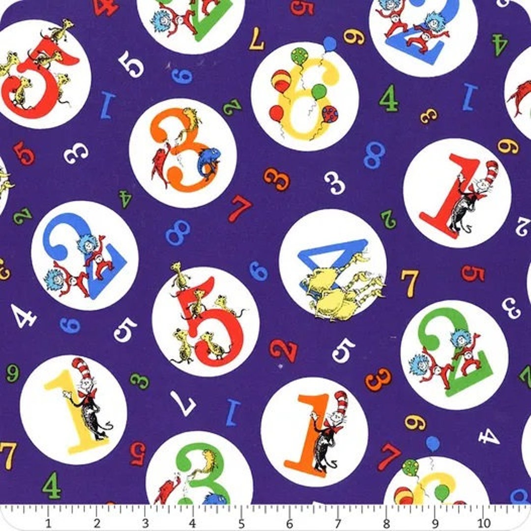 Dr. Seuss 123 Number Fabric BTY, Robert Kaufman Concord Grape ADE-74437 ...
