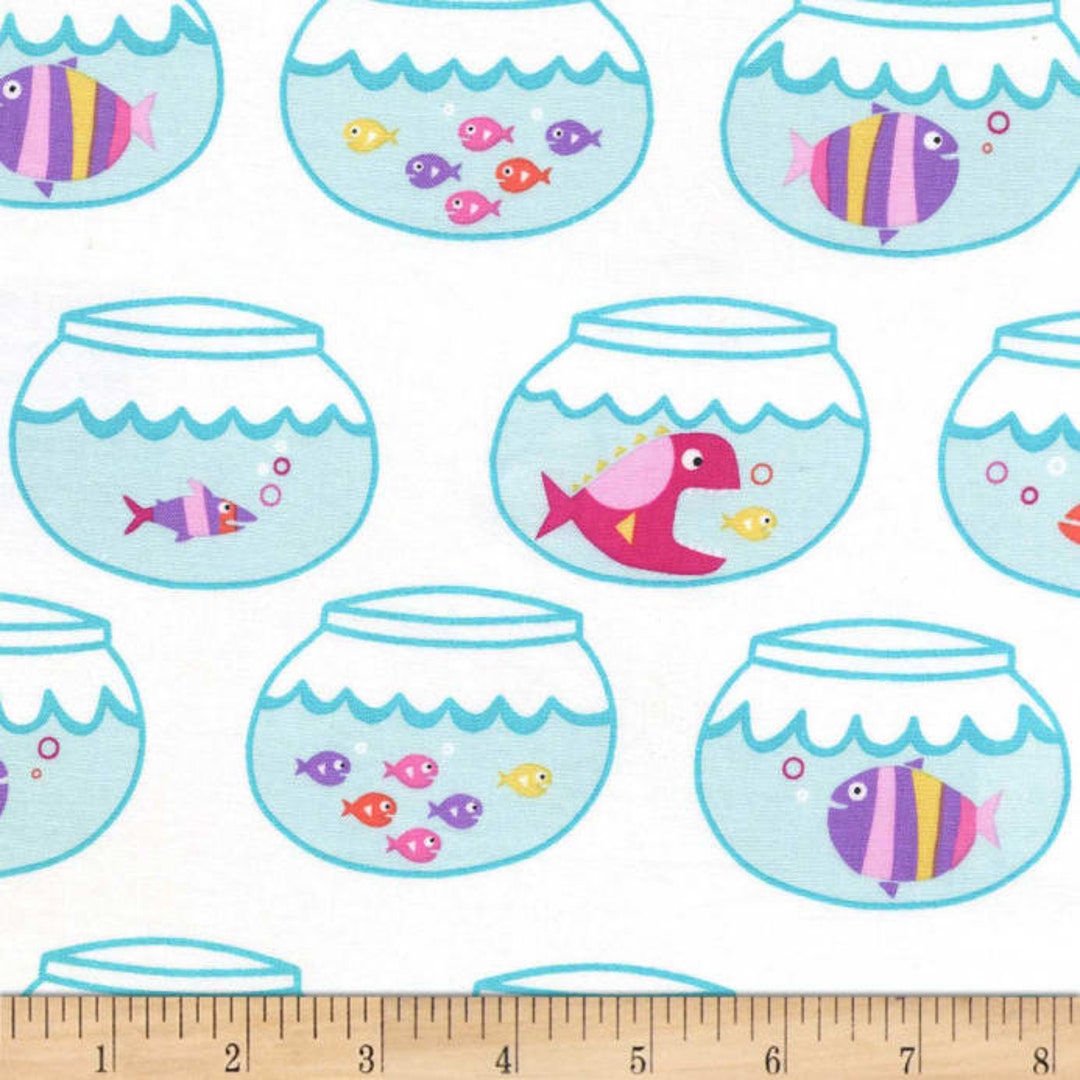 Swimming in Circles, Cartoon Fishbowl Fabric, Cartoon Fish, Michael ...