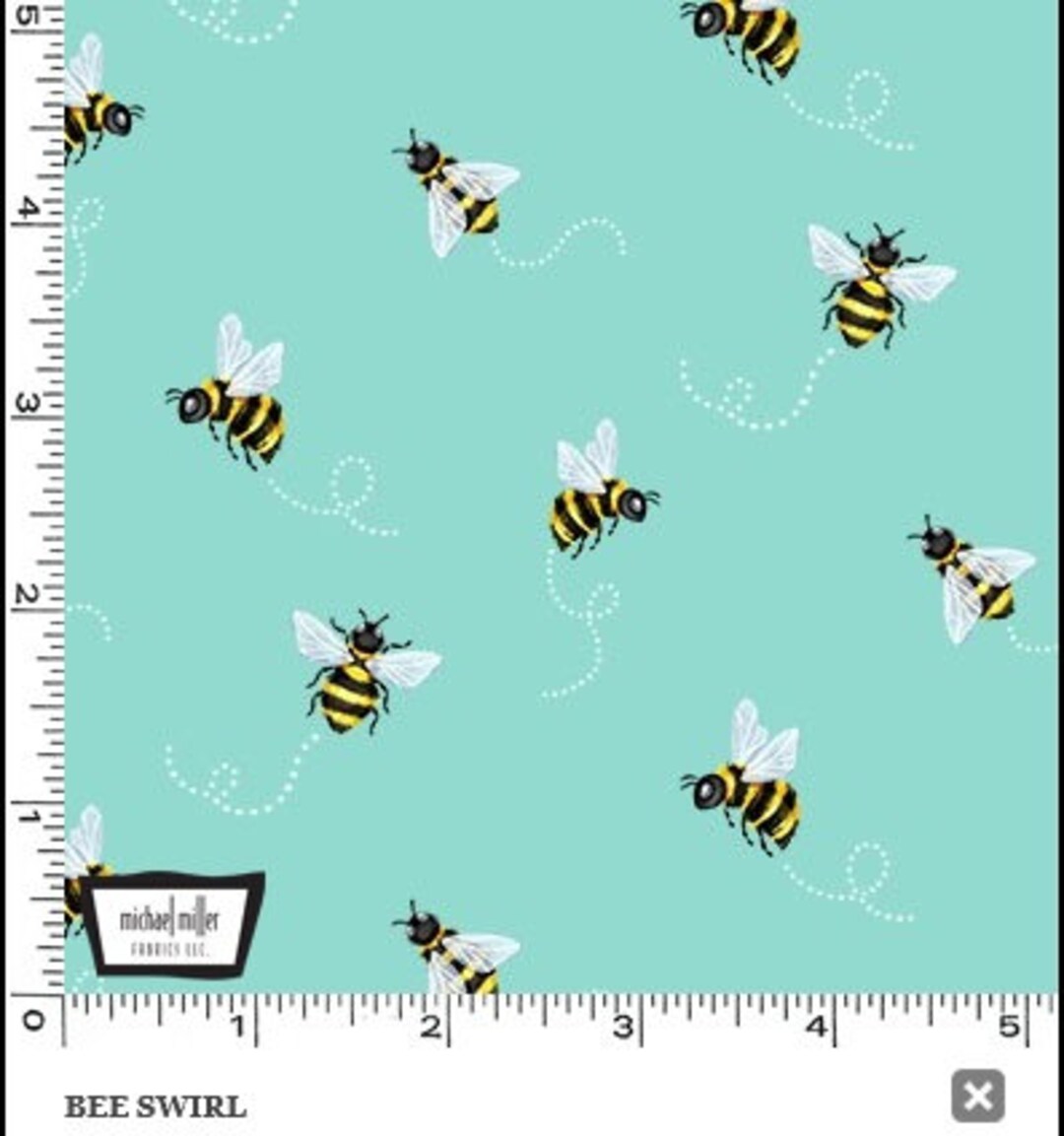 Bee Swirl Fabric BTY, Michael Miller DC10169-AQUA-D, Queen Bee Hive ...