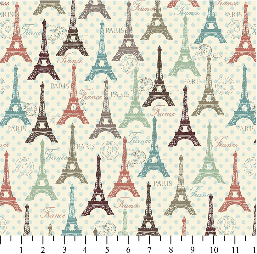 Eiffel Tower Fabric BTY, David Textiles 3009, Paris Parisian France ...