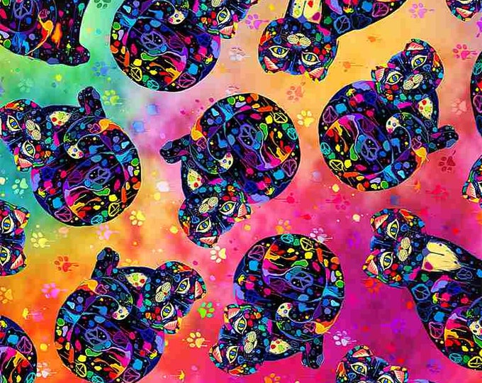 Rainbow Cats Fabric by the Yard, Timeless Treasures NICK-C1012-RAINBOW ...