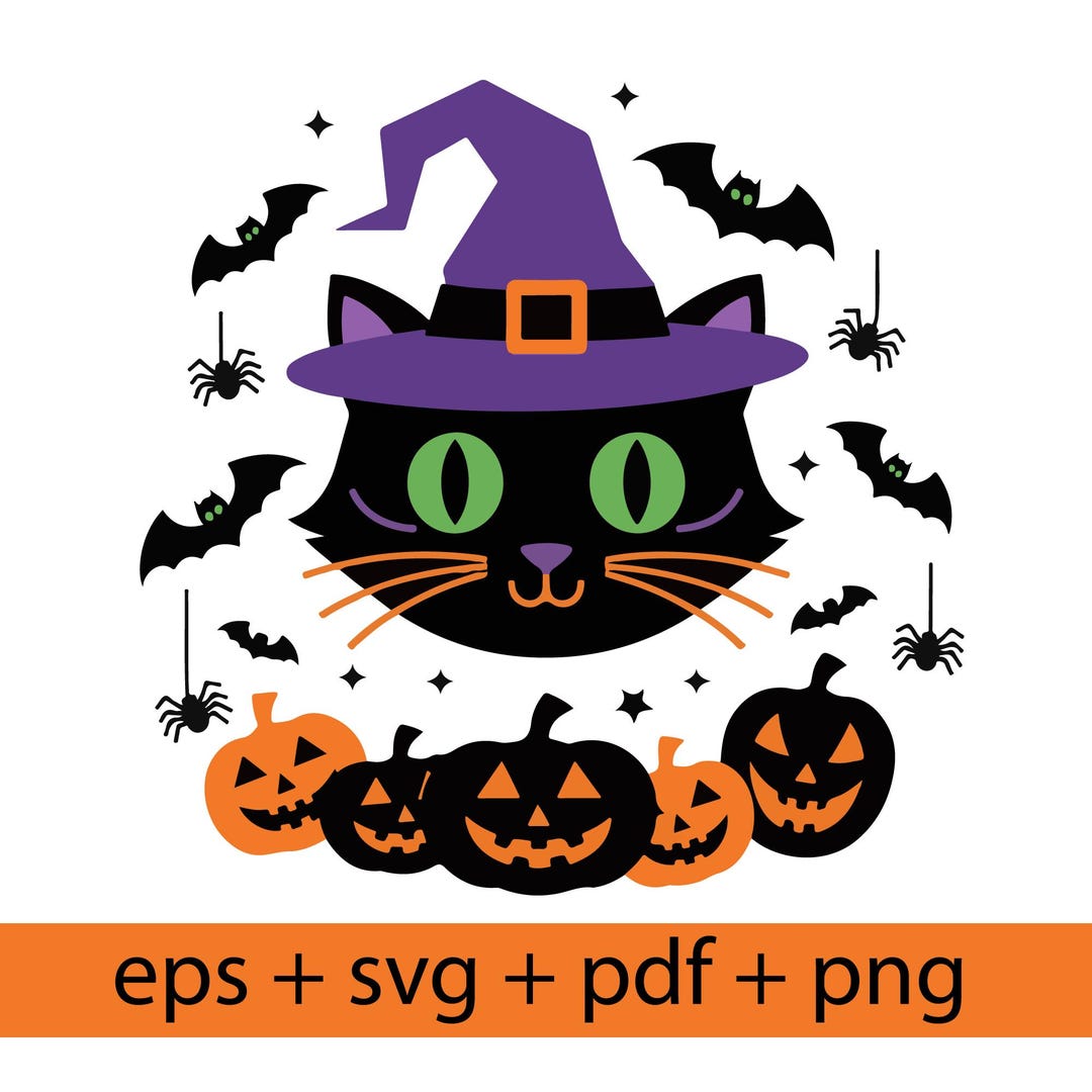 Halloween Floating Cat Face | Digital Download - Etsy