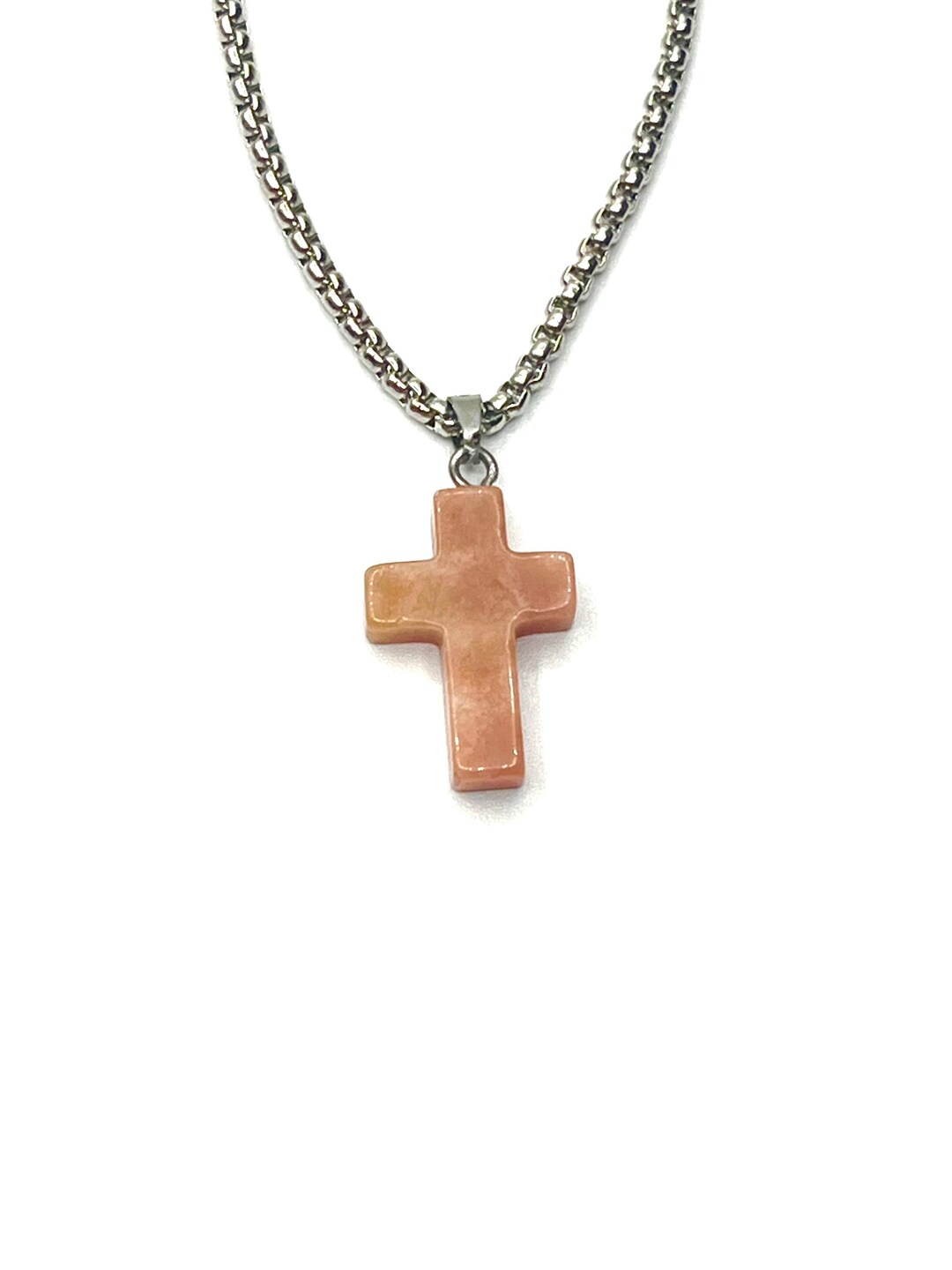 Stone Cross Rolo Chain Necklace - Etsy