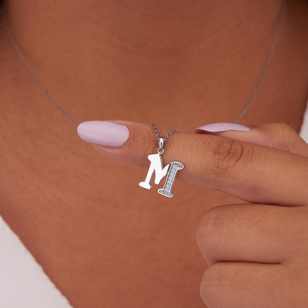 Letter "m" Gold Pendant, 8K, 10K, 14K, 18K Gold Pendant Necklace ...