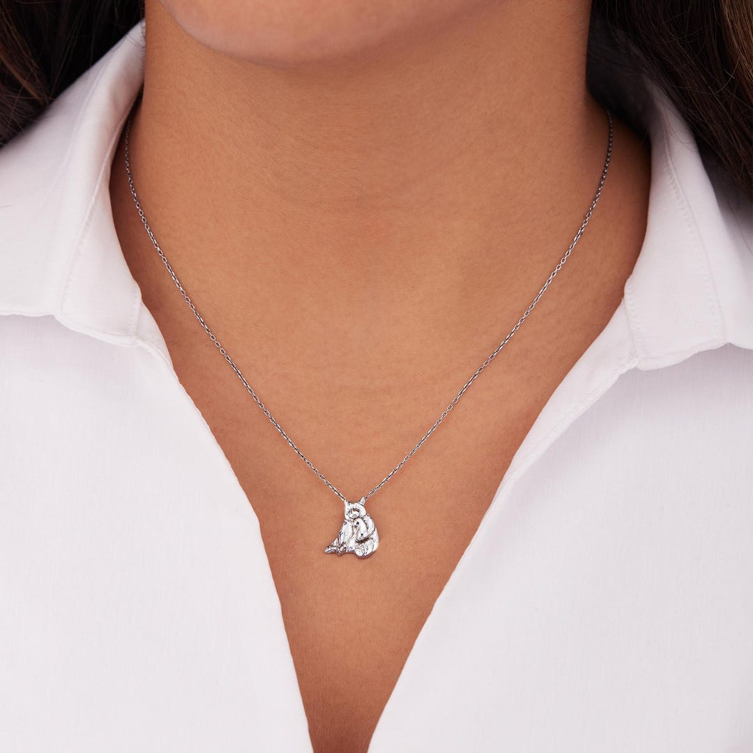 Teddy Gold Pendant Necklace, 8K, 10K, 14K, 18K Solid Gold, Charming ...