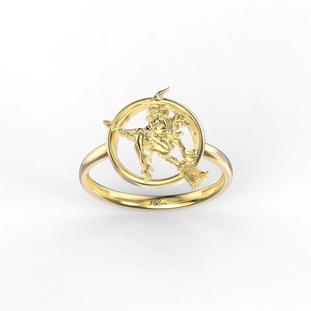 Solid Gold Witch Ring: Witchcraft Jewelry, Magic Spell Ring - Etsy