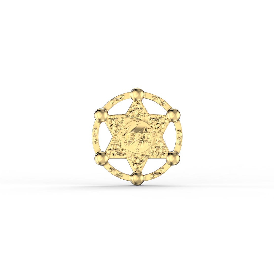 Sheriff Badge Gold Pendant, Sheriff Badge Gold Necklace, 14K, 18K Gold ...