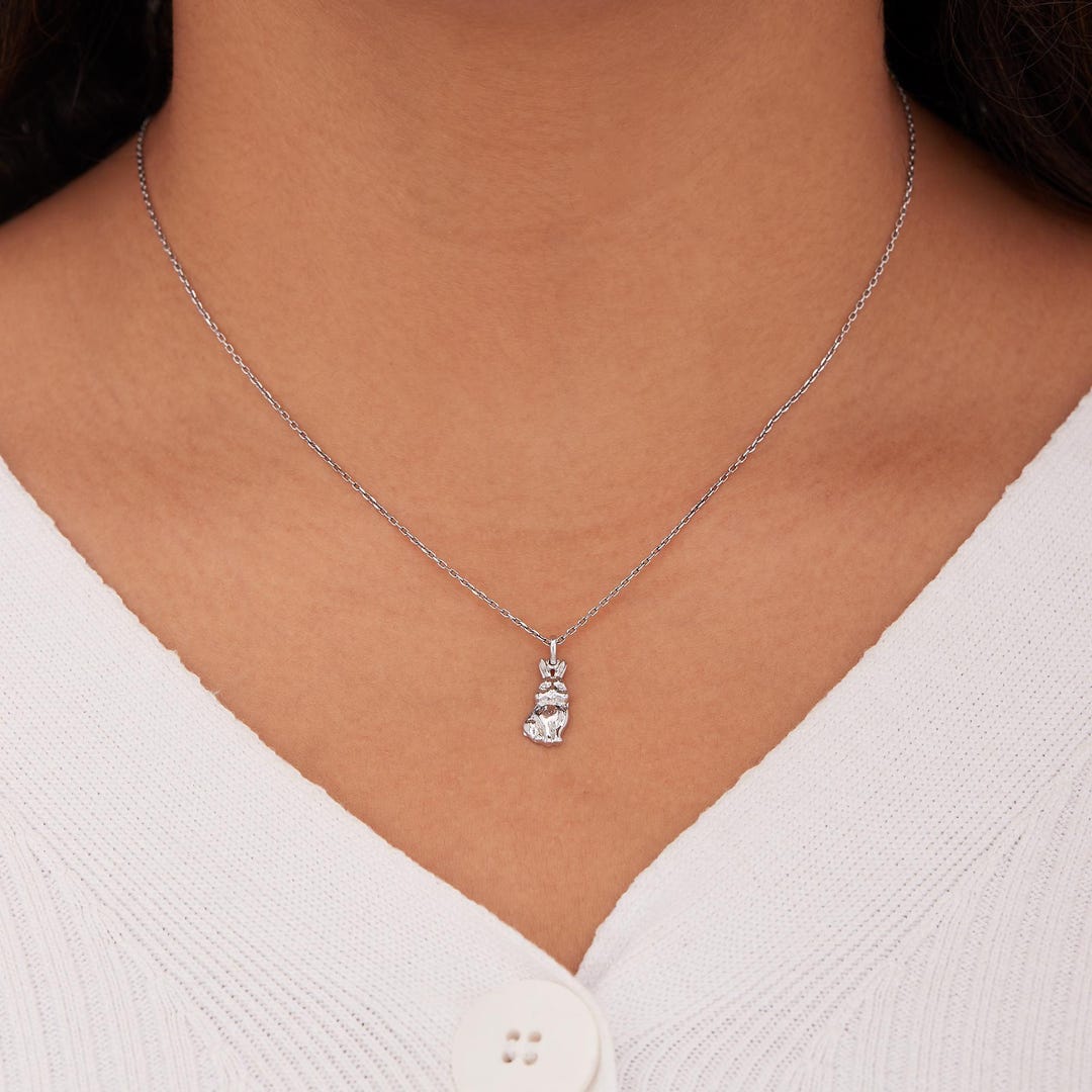 Bunny Pendant Necklace, Gold Pendant Necklace, Animal Gold Pendant ...