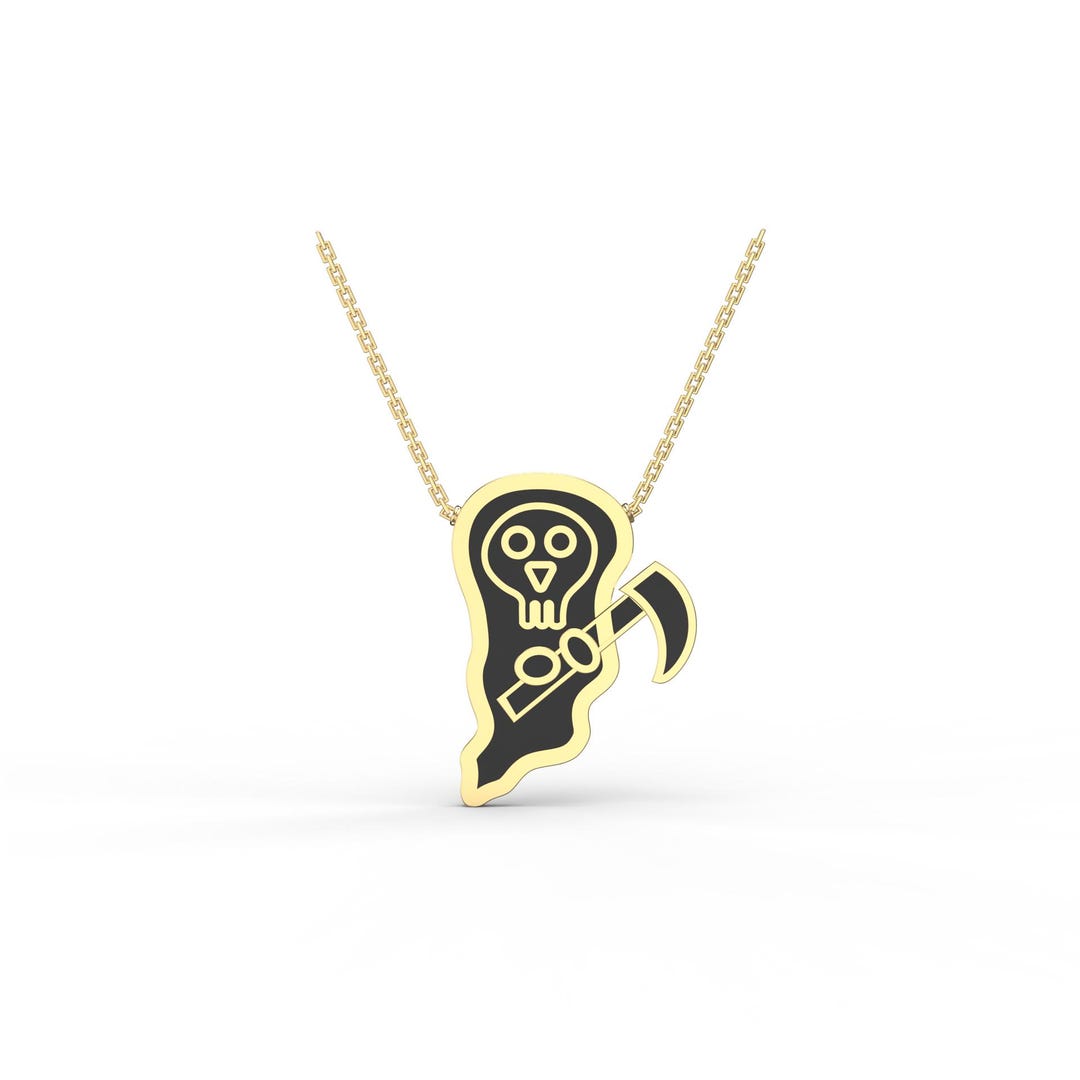 Grim Reaper Gold Necklace, 8K, 10K, 14K, 18K Solid Gold Spooky Grim ...