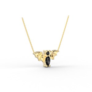 Bat Gold Necklace, 14K, 18K Solid Gold Spooky Vampire Bat Pendant ...