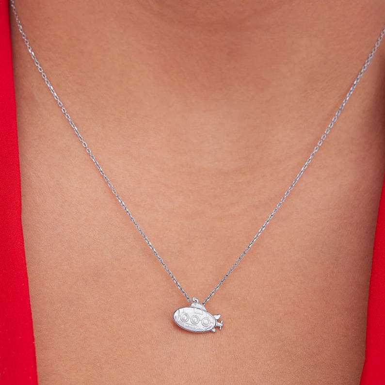 Solid Gold Submarine Pendant Necklace: Nautical Charm Gift - Etsy
