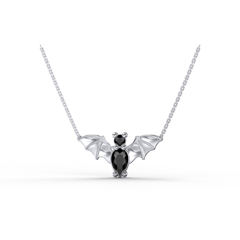Bat Gold Necklace, 14K, 18K Solid Gold Spooky Vampire Bat Pendant ...