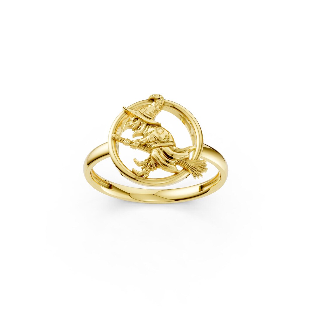 Solid Gold Witch Ring: Witchcraft Jewelry, Magic Spell Ring - Etsy
