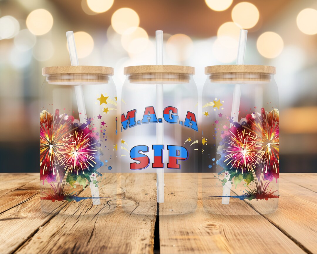 Maga Sip, 16 Oz Glass Sipper Jar, Glass Sipper Jar, Glass Cup, Sipper ...
