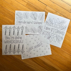 Botanical Positive Affirmations Coloring Pages - Etsy