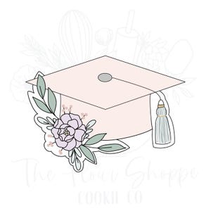 Floral Grad Hat 4 Mortarboard Graduation Cookie Cutter High School ...