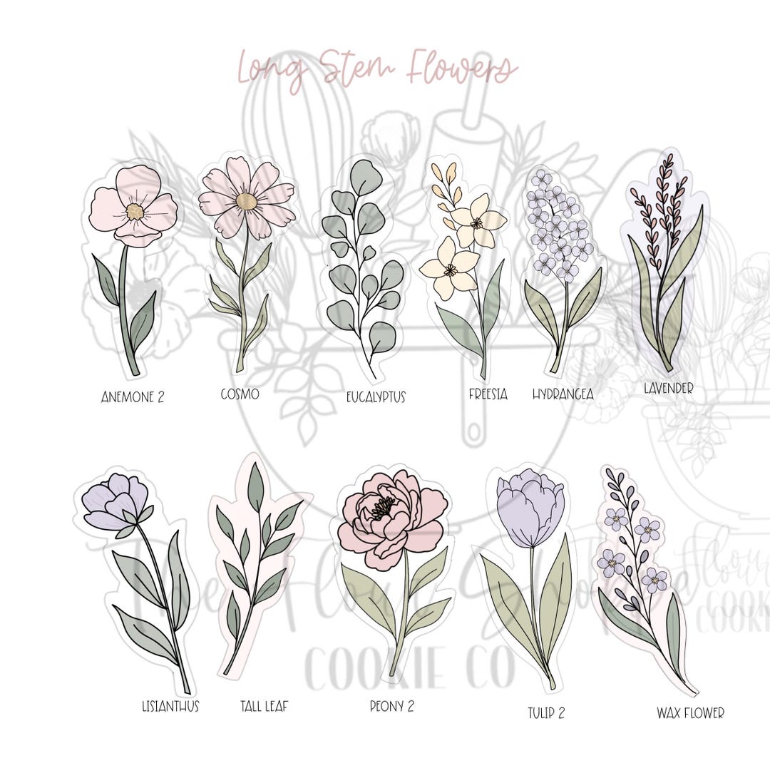 Long Stem Flower Bouquet Cookie Cutters Set, Mother's Day Bouquet - Etsy