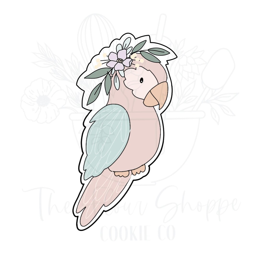 Parrot 1 With Flower Crown Tropical Jungle Animal Cookie Cutter - Etsy
