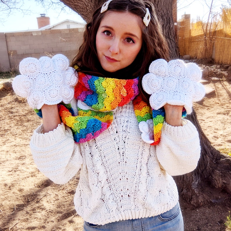 Rainbow and Clouds Scarf Crochet Pattern Rainbow Scarf Scarf - Etsy