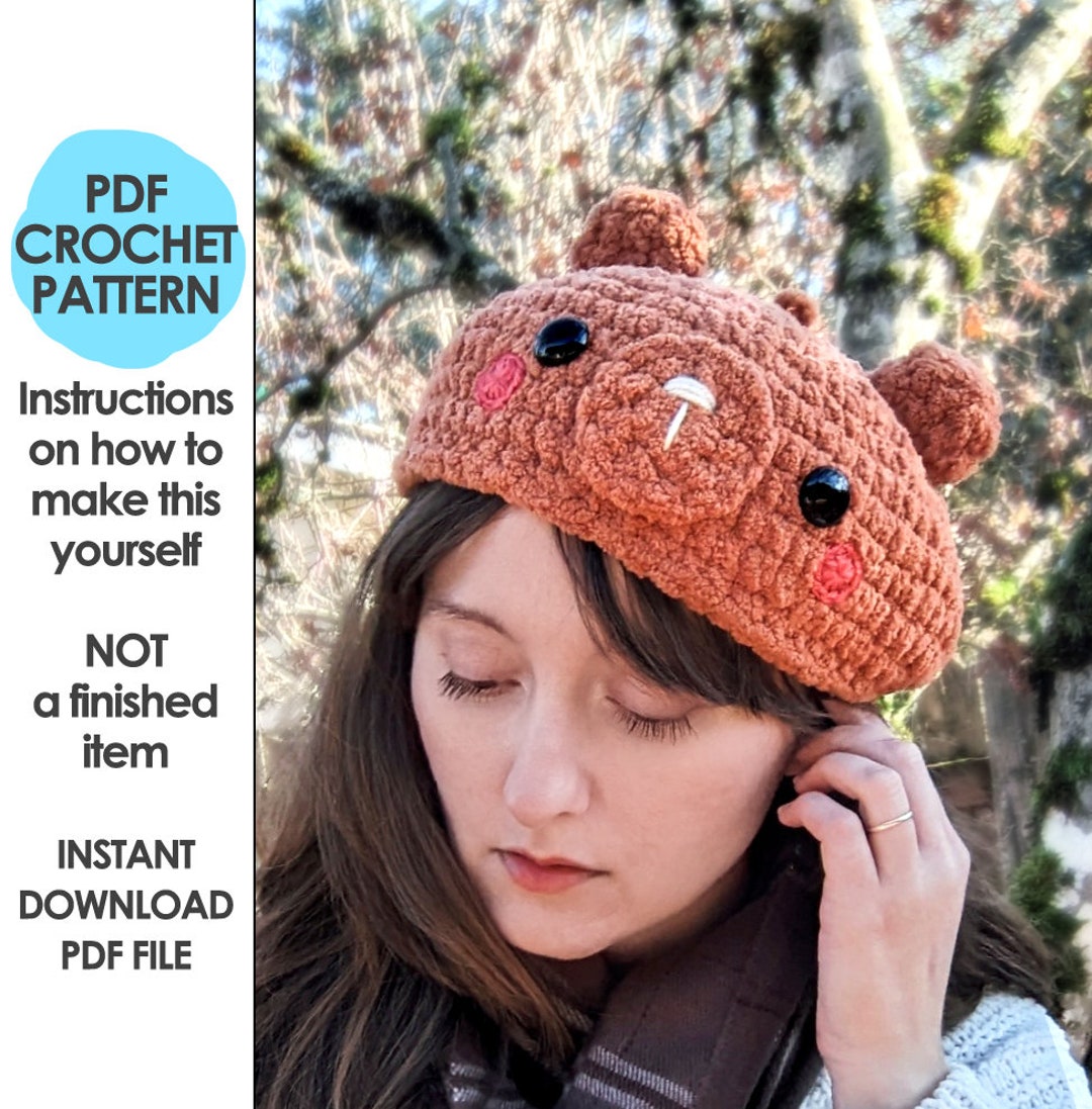 Plushie Bear Beret Crochet Pattern Kawaii Bear Hat Plush Blanket Yarn