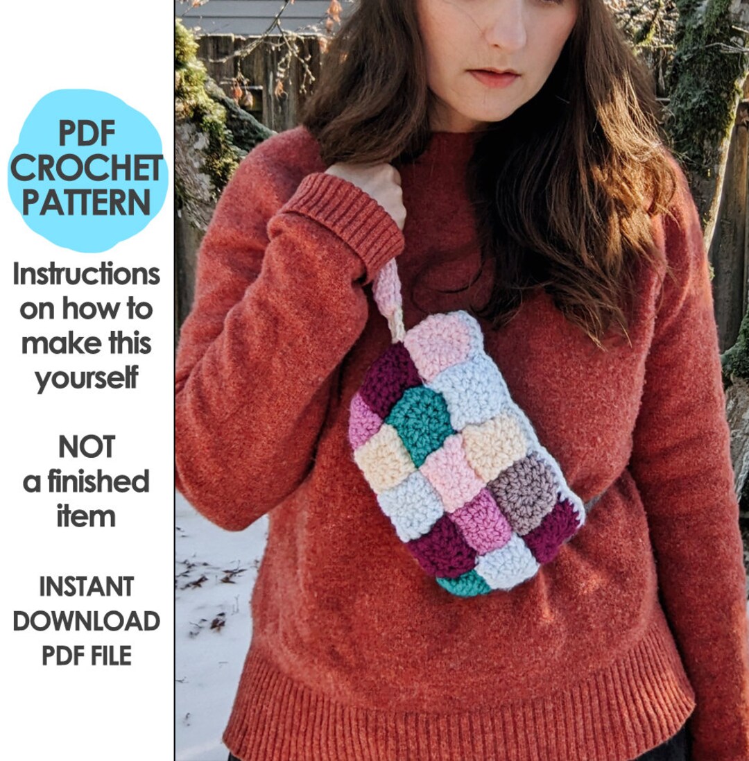 Puffy Quilted Belt Bag Crochet Pattern, Quilt Crochet Purse, Scrap Yarn ...