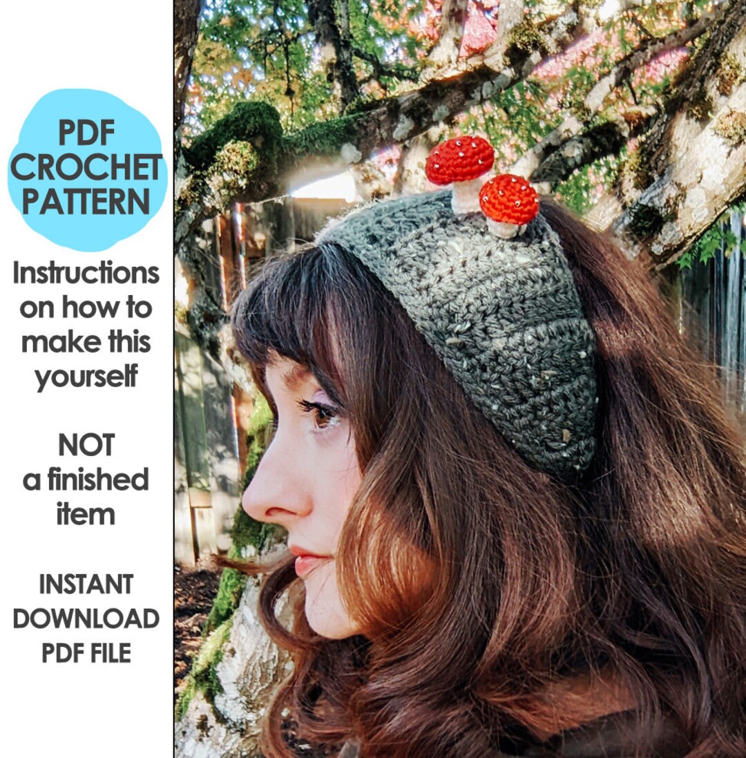 Mini Mushrooms Headband Crochet Pattern, Winter Ear Warmer, Cottage ...