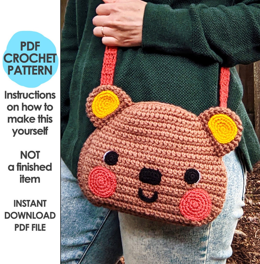 Sweet Bear Crossbody Bag Crochet Pattern, Crochet Purse, Mori Girl Kei ...