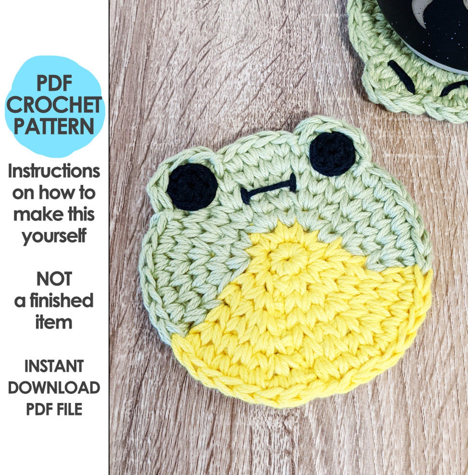 Froggy Coasters Crochet Pattern Crochet Frog Mug Rug Kawaii - Etsy