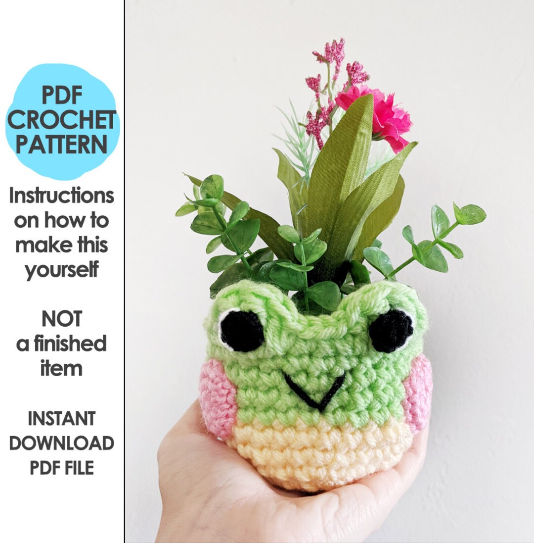 Froggy Mini Planter Crochet Pattern, Crochet Planter, Frog Planter - Etsy