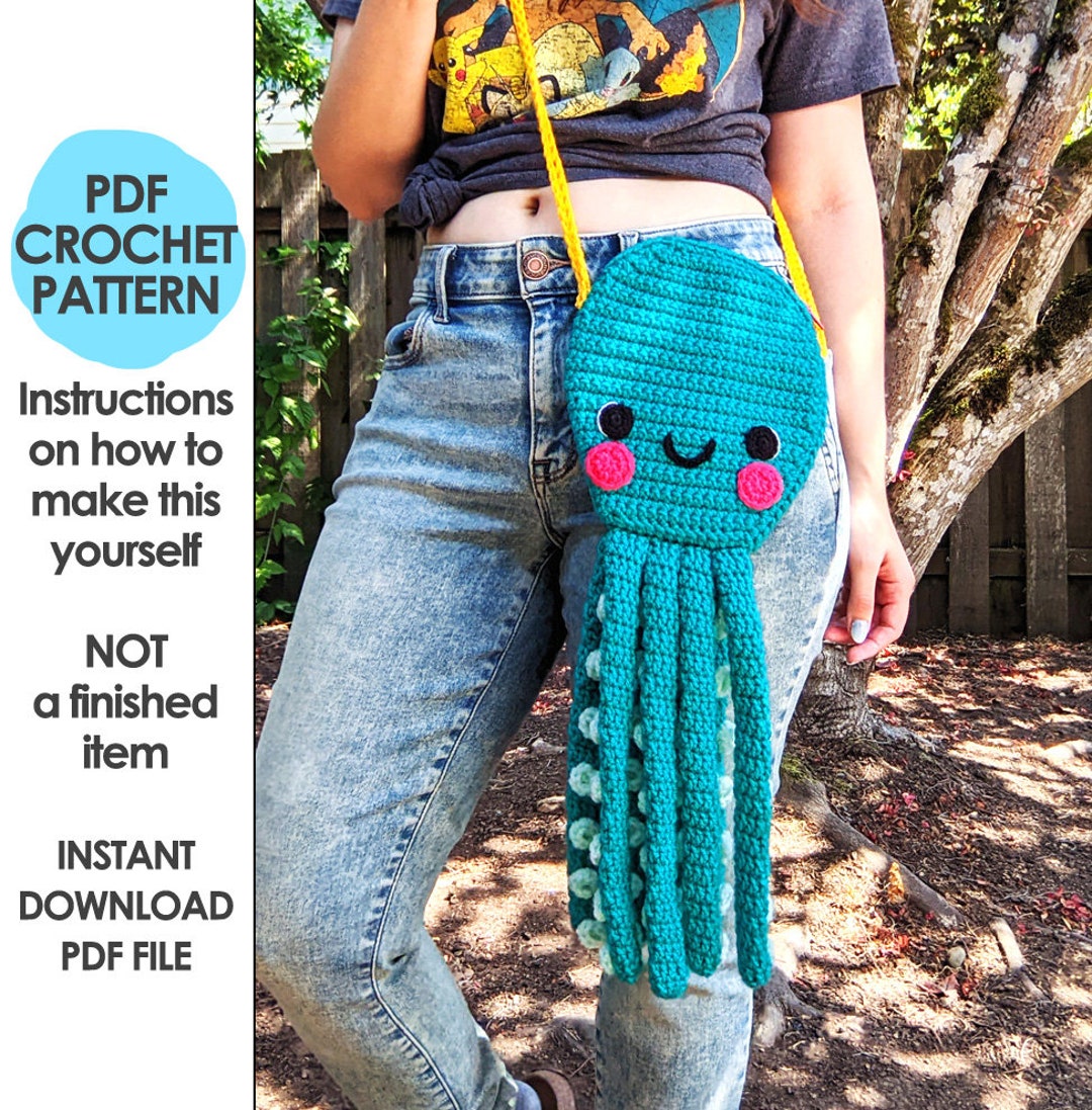 Octopus Crossbody Bag Crochet Pattern, Crochet Purse, Kawaii Bag - Etsy