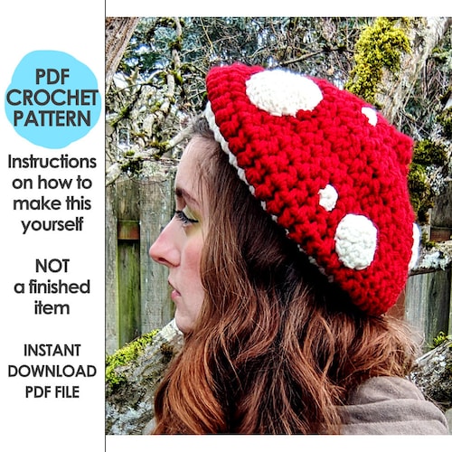 Crochet Mushroom Toadstool Hat PATTERN ONLY - Etsy