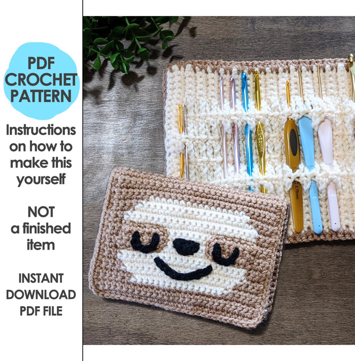 Sloth Crochet Hook Case Crochet Pattern Crochet Hook Holder | Etsy