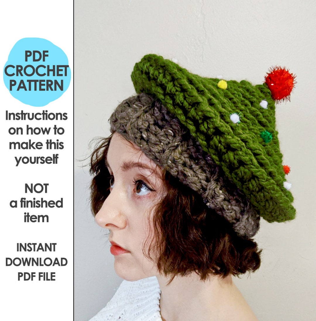 Christmas Tree Hat Crochet Pattern, Christmas Tree Hat, Novelty ...