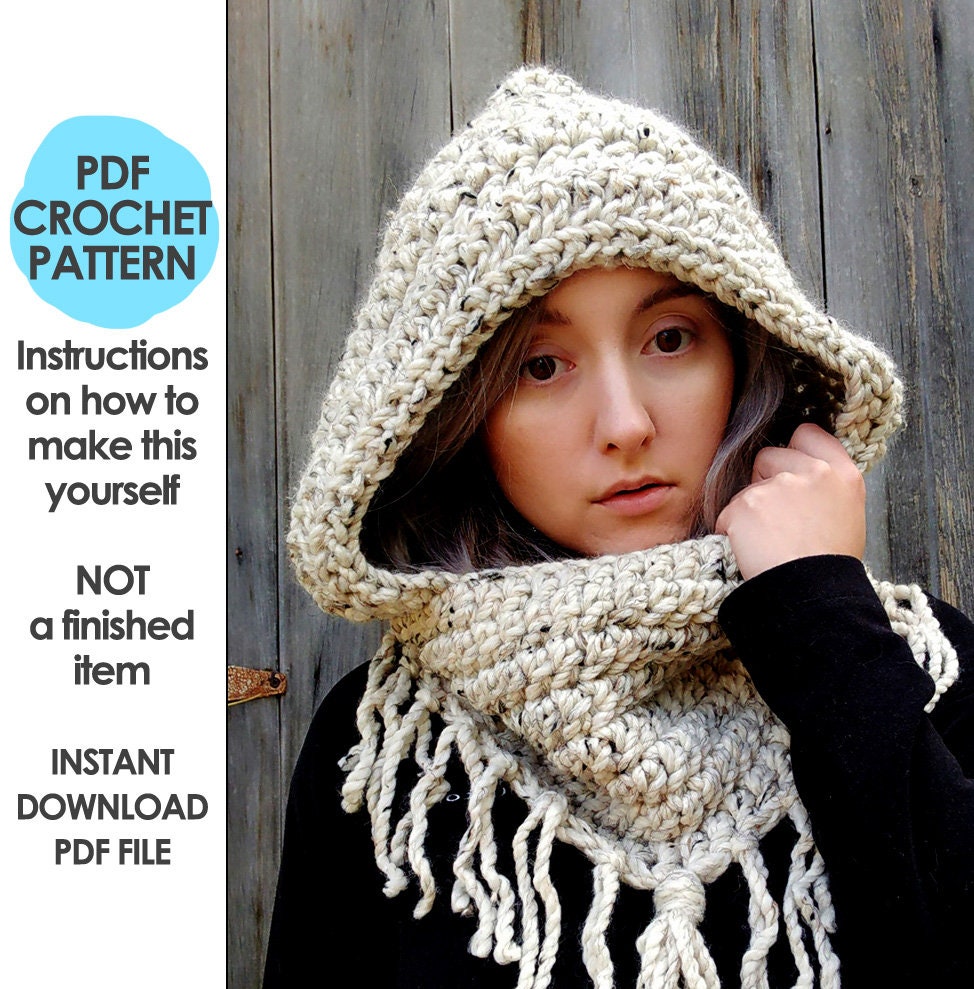 Crochet Pattern Cowl Pattern Chunky Hooded Cowl Hooded Etsy Uk