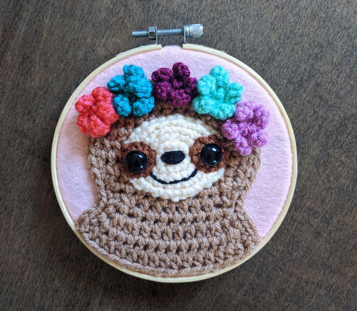 Sloth With Flower Crown Wall Hanging Crochet Pattern | Etsy
