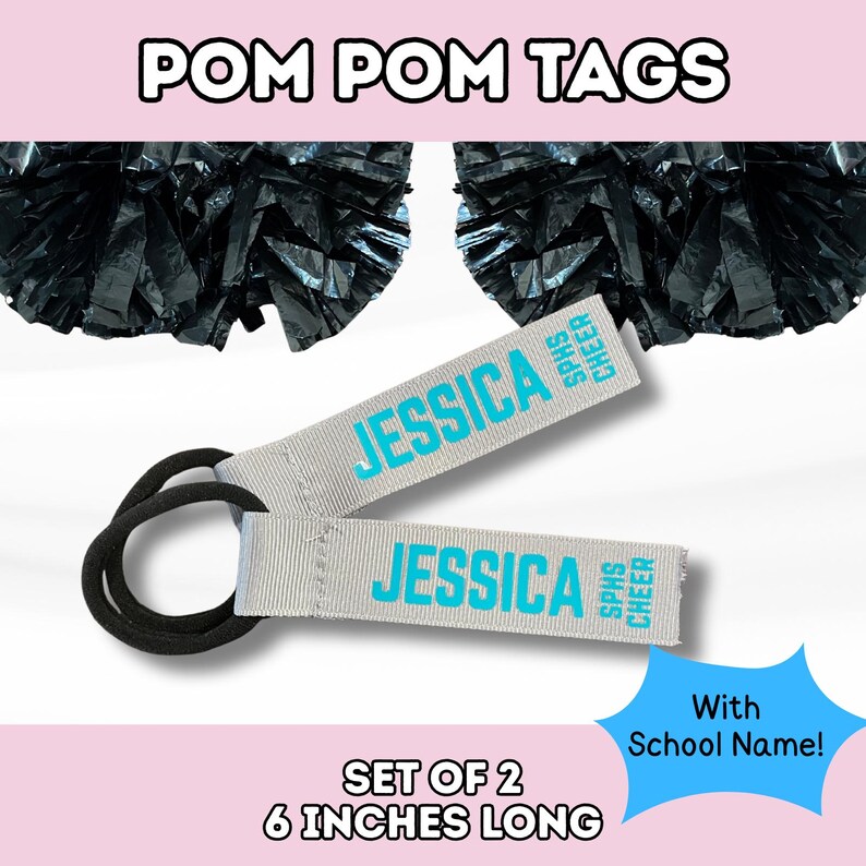 6 Inch Custom Pom Pom Tags|personalized Cheer Name Tags|custom Cheer ...