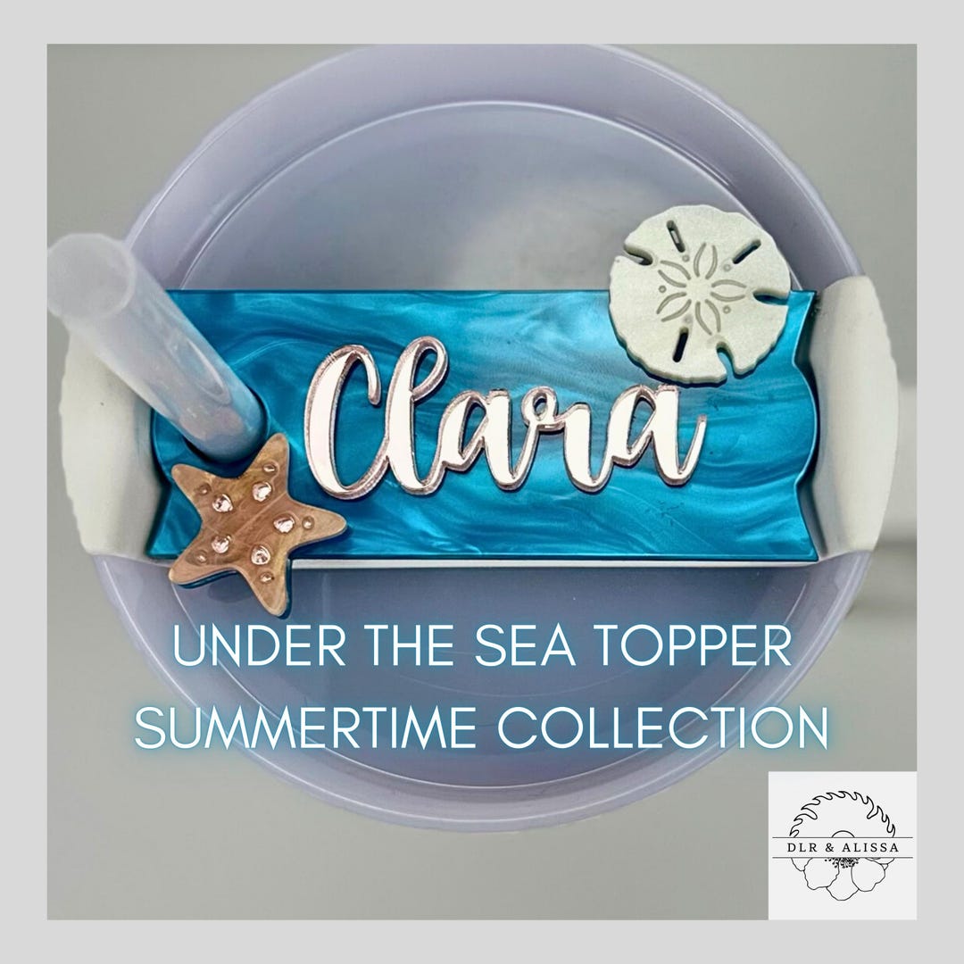 Stanley Name Tag, Starfish Sand Dollar Topper, Personalized Tumbler Lid ...
