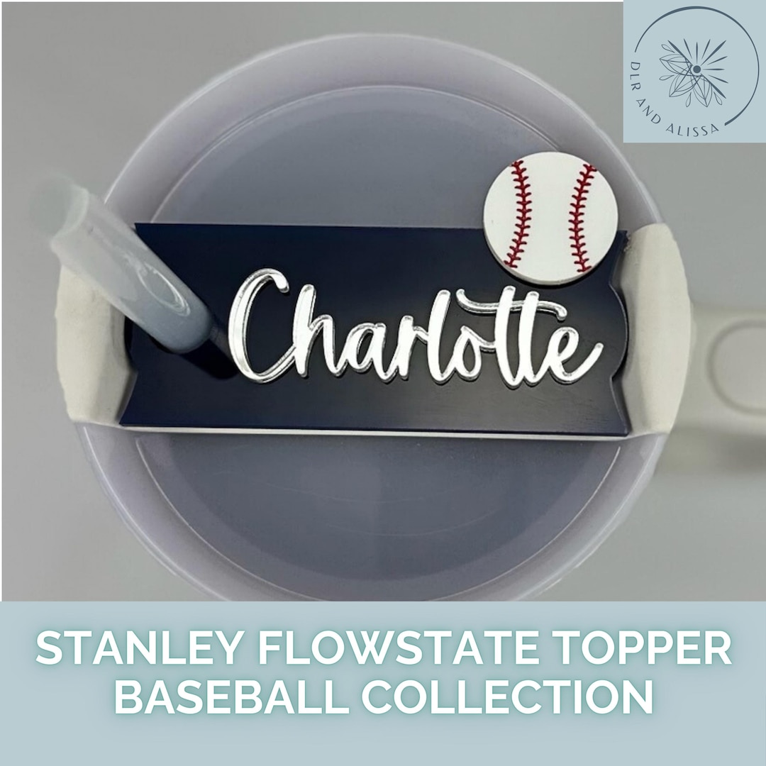 Stanley Personalized Baseball Topper, Custom Tumbler Sports Name Plate ...