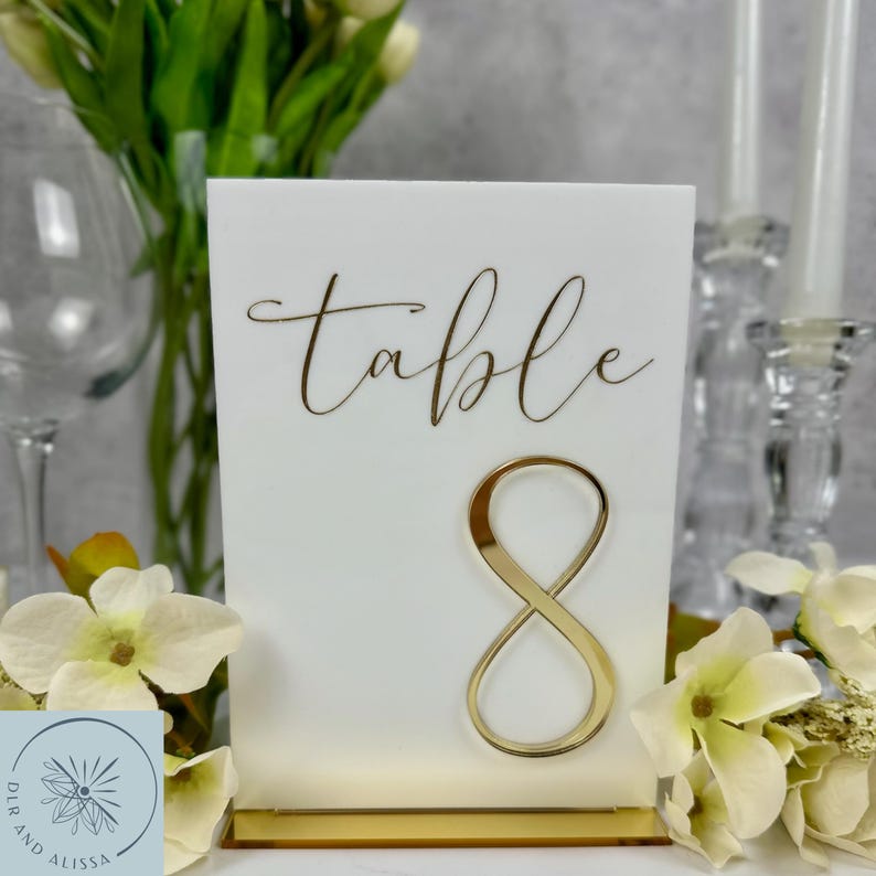 Wedding Table Numbers, Acrylic 3D Gold Mirror Signs, Wedding Decor ...