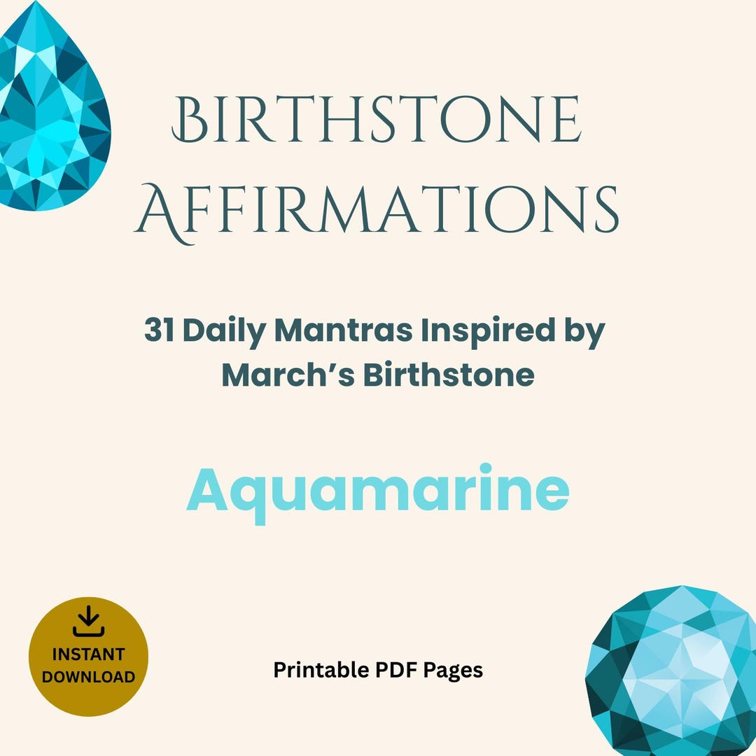 March Birthstone Affirmation Cards | Digital Printable Daily ...