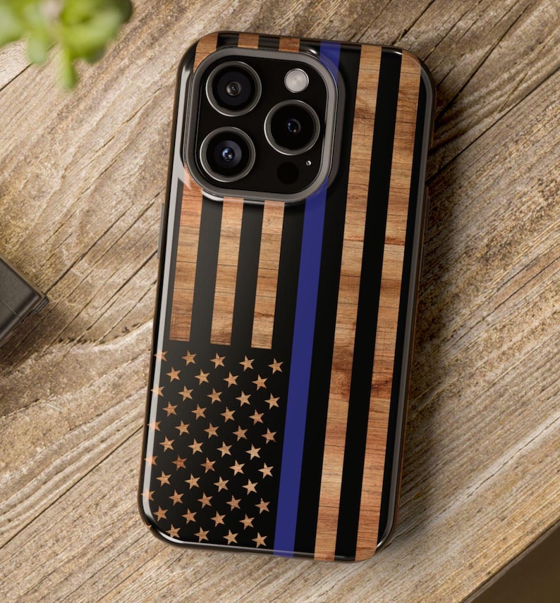 Police Officer Thin Blue Line American Flag iPhone Case, American Flag ...