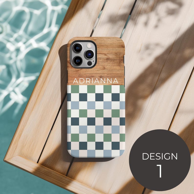 Personalized Custom Checkered Pattern Phone Cases for iPhone 16 15 14 ...