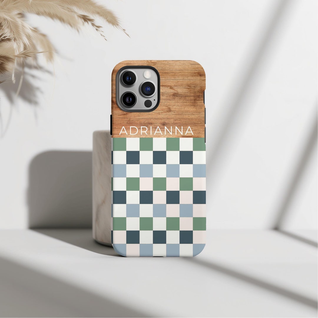 Personalized Custom Checkered Pattern Phone Cases for iPhone 16 15 14 ...