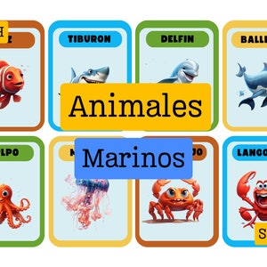 SEA ANIMALS | Bilingual Cards Memory Game | Montessori Flash Card ...